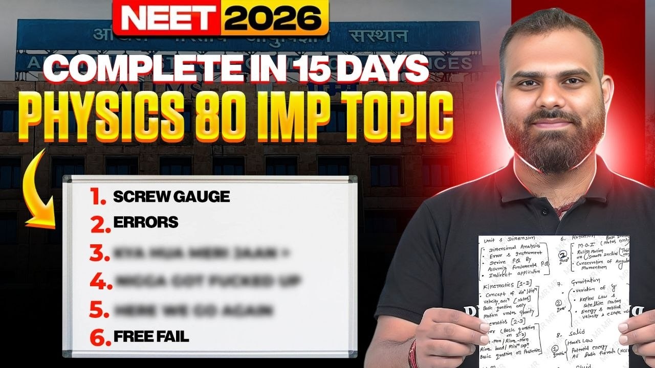 Daywise Schedule for MR Sir 80 Important Topics😎140+ in PHYSICS (NEET 2026) Proof✅ #neet #mrsir