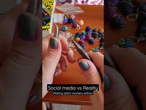Social Media vs Reality - Making Stitch Markers Edition #shorts #stitchmarkers #beading #knitting