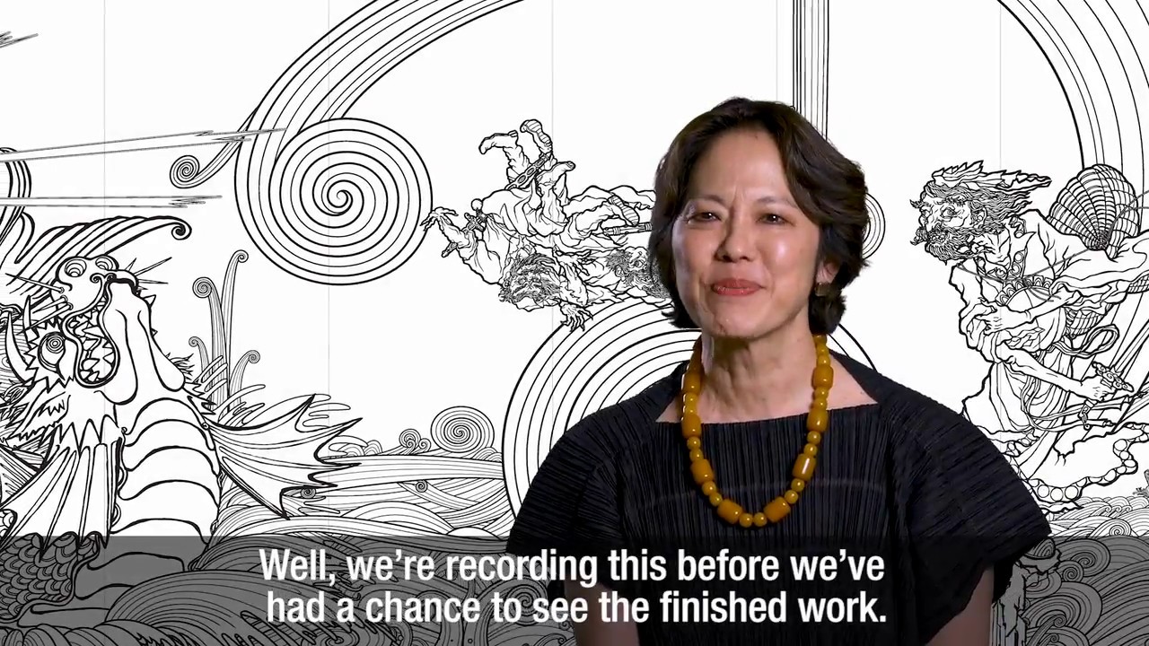 Transcendent Attacking a Whirlwind 風仙図屏風 (Takashi Murakami, 2017)