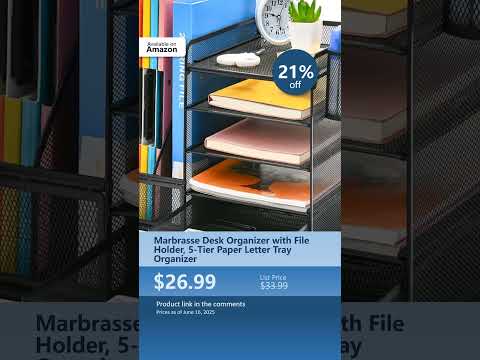 Marbrasse Desk Organizer with File Holder, 5-Tier Paper Letter Tray Organizer