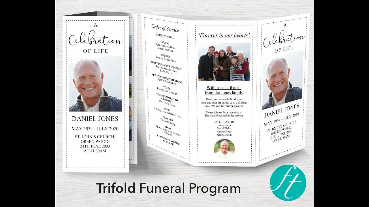 Trifold Essential Funeral Program Template