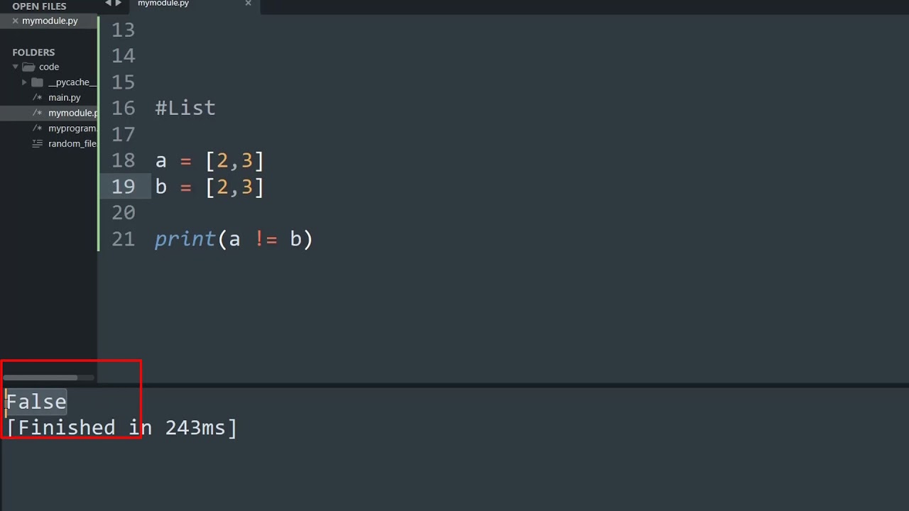 Python does not equal Operator
