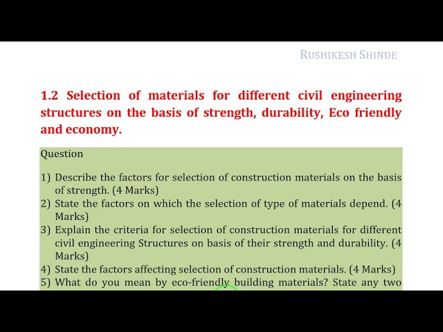 Material Selection for Civil Engineering Structures: A Comprehensive ...