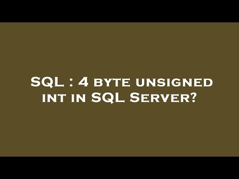 SQL : 4 byte unsigned int in SQL Server?