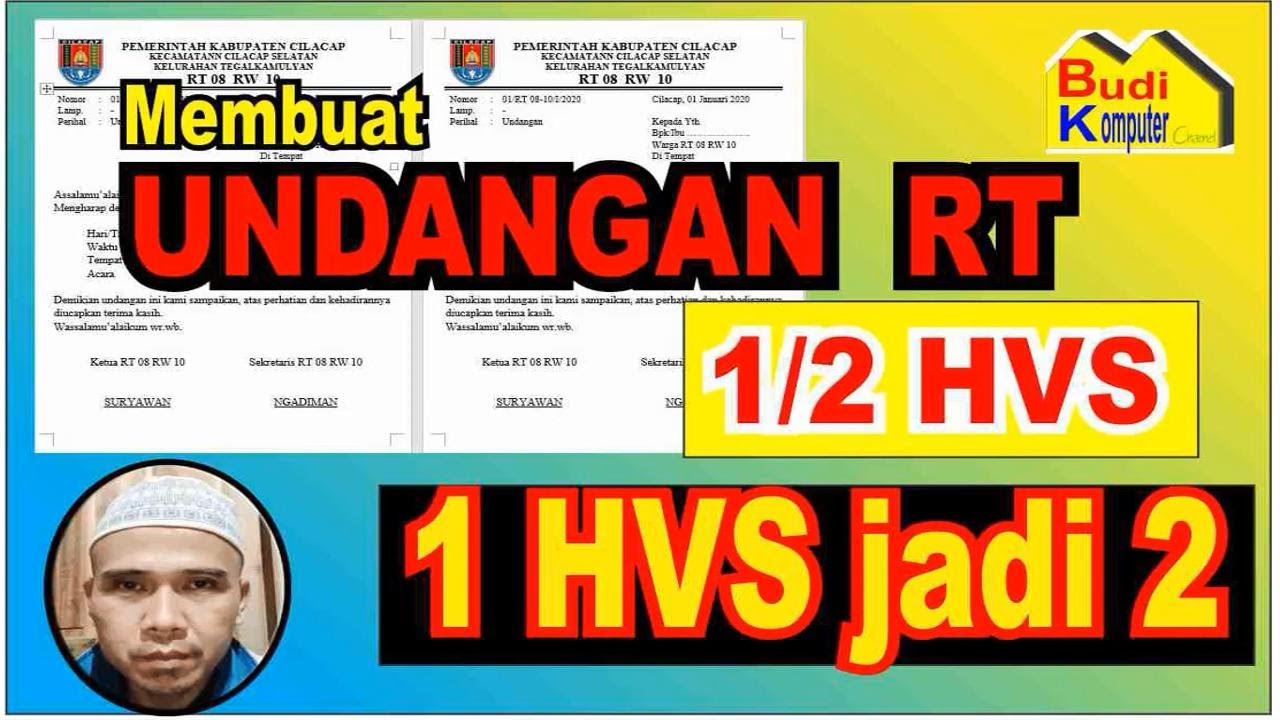 Membuat Surat Undangan RT PKK satu halaman jadi 2 @budisantosa01