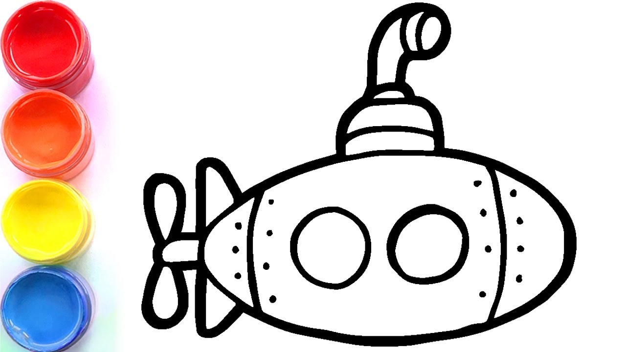 Toy Submarine coloring pages for kids and children | Tom Toy Art