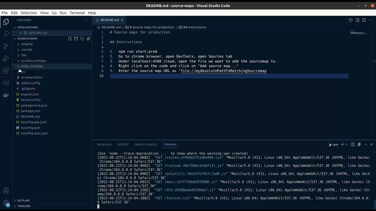 Angular - Add source maps locally