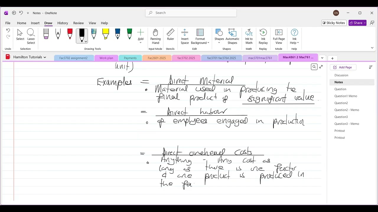 Mac3761 2026 session1 - Classification of cost