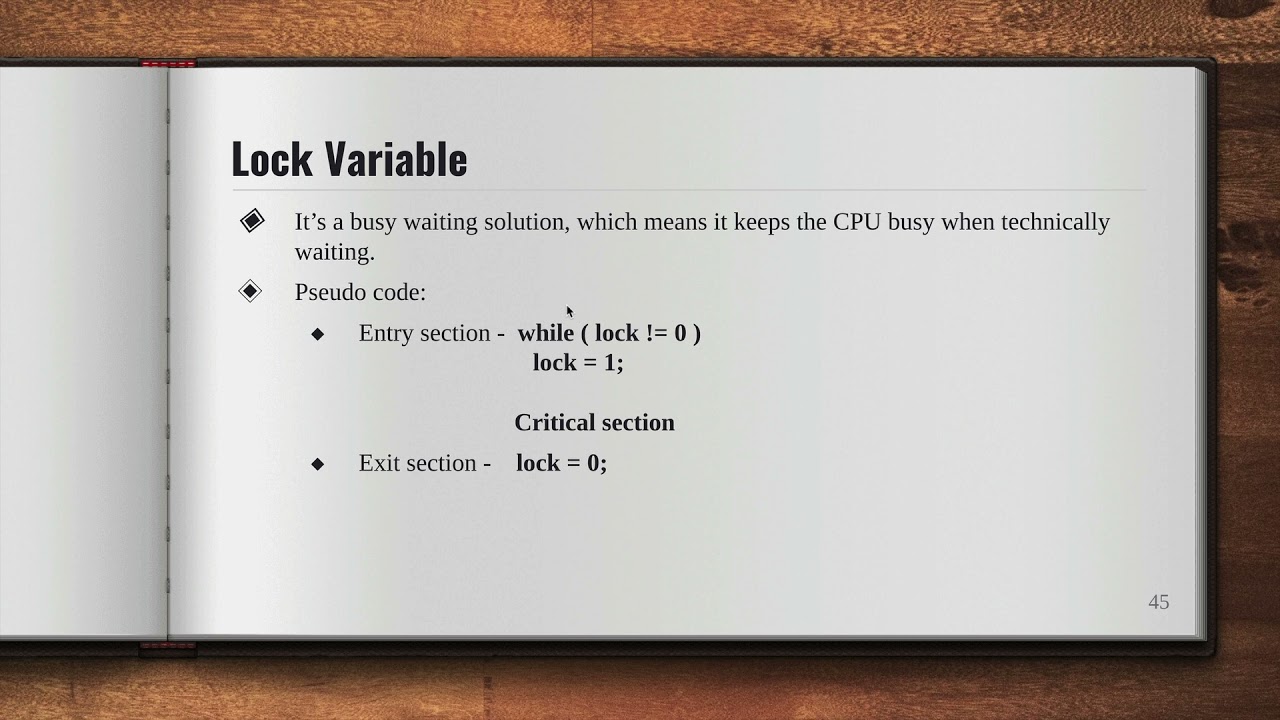 #20 Lock Variable - Synchronisation Mechanism