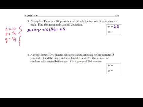 5.5 - part 1 - Binomial Mean & Standard Deviation