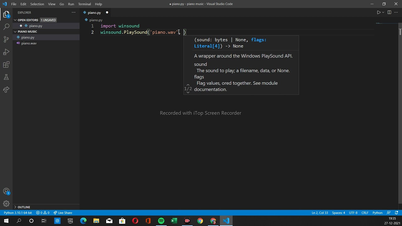 play any .WAV file with two lines of python code