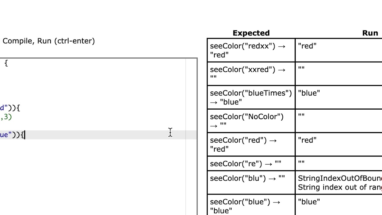 Java: CodingBat– String-1– seeColor