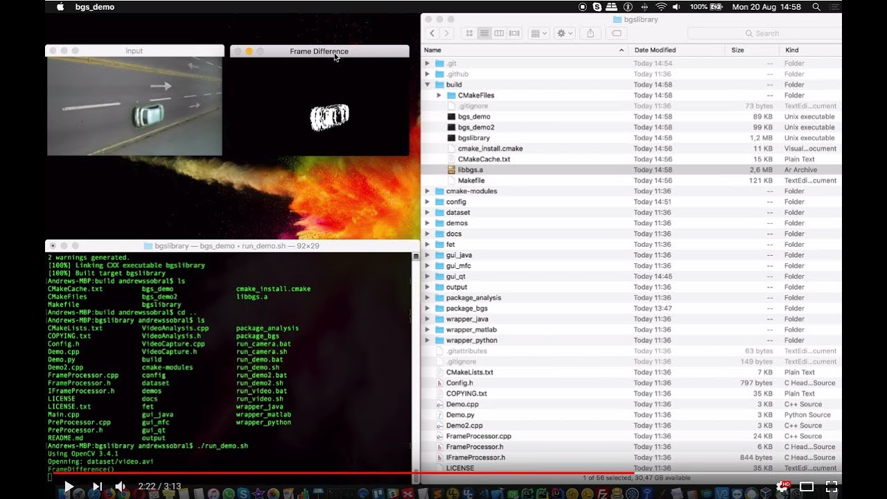 Build & Execute BGSLibrary on MacOSX using CMake