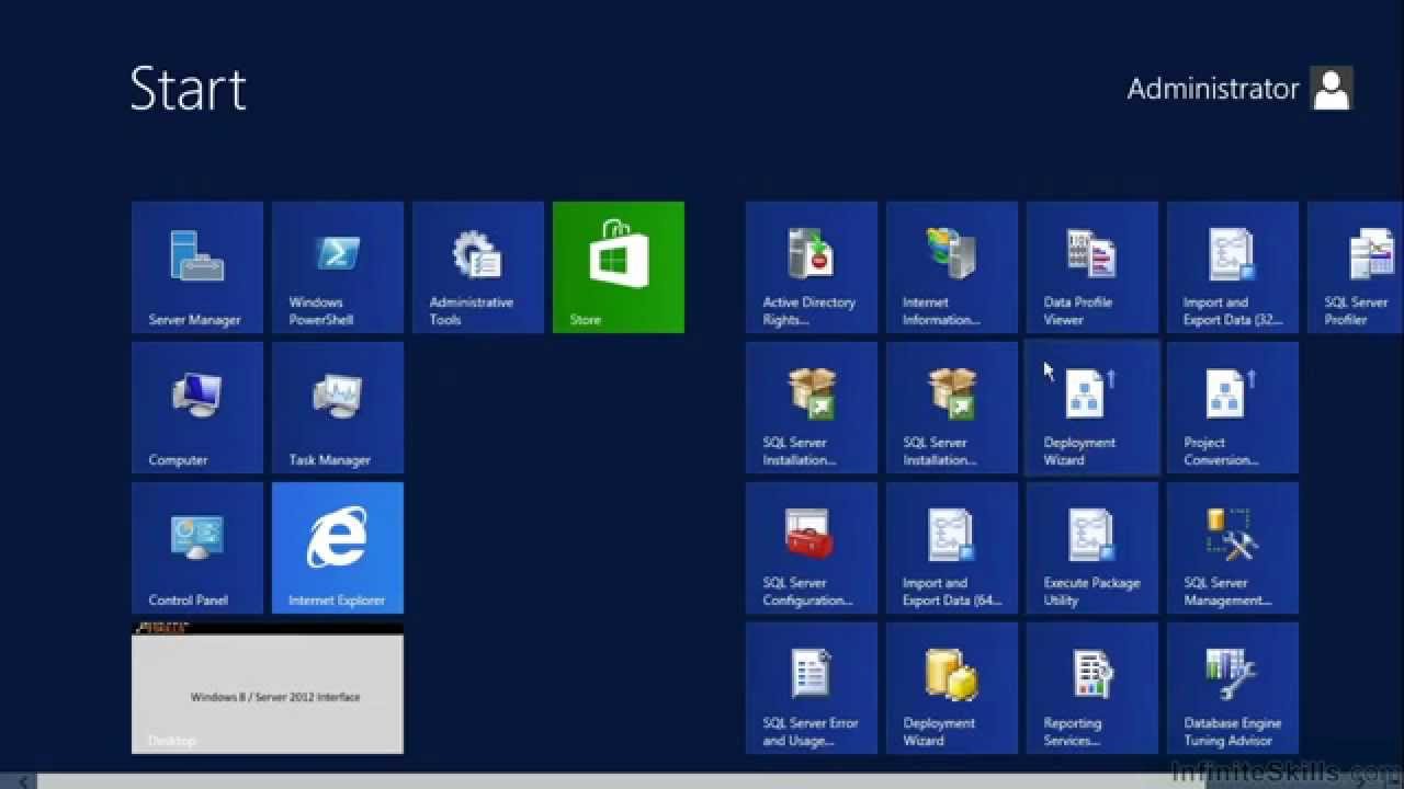 Microsoft SQL Server Exam 70-461 Tutorial | Windows 8 Server 2012 Interface