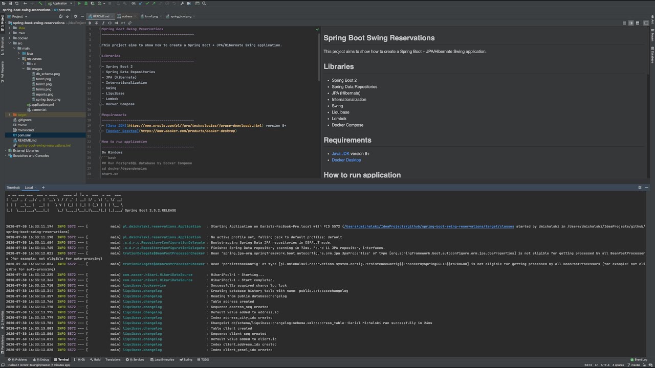 Spring Boot Swing Reservations- Java GitHub Project