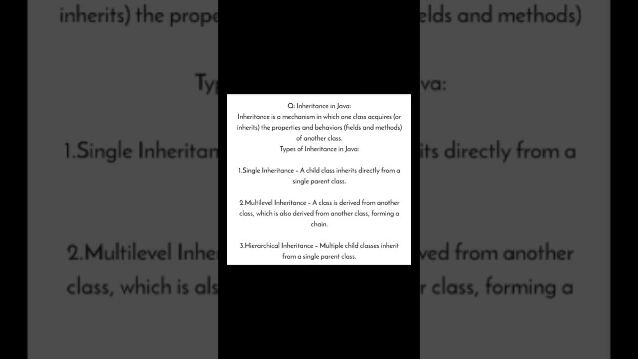 Inheritance in java ? Types of inheritance in Java?#java Java #inheritance #javainterviewquestions