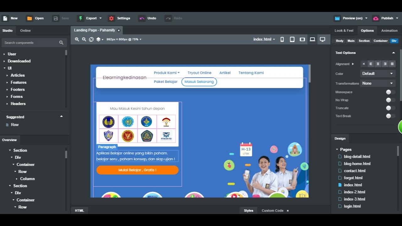 Demo Landing Page For E-Learning