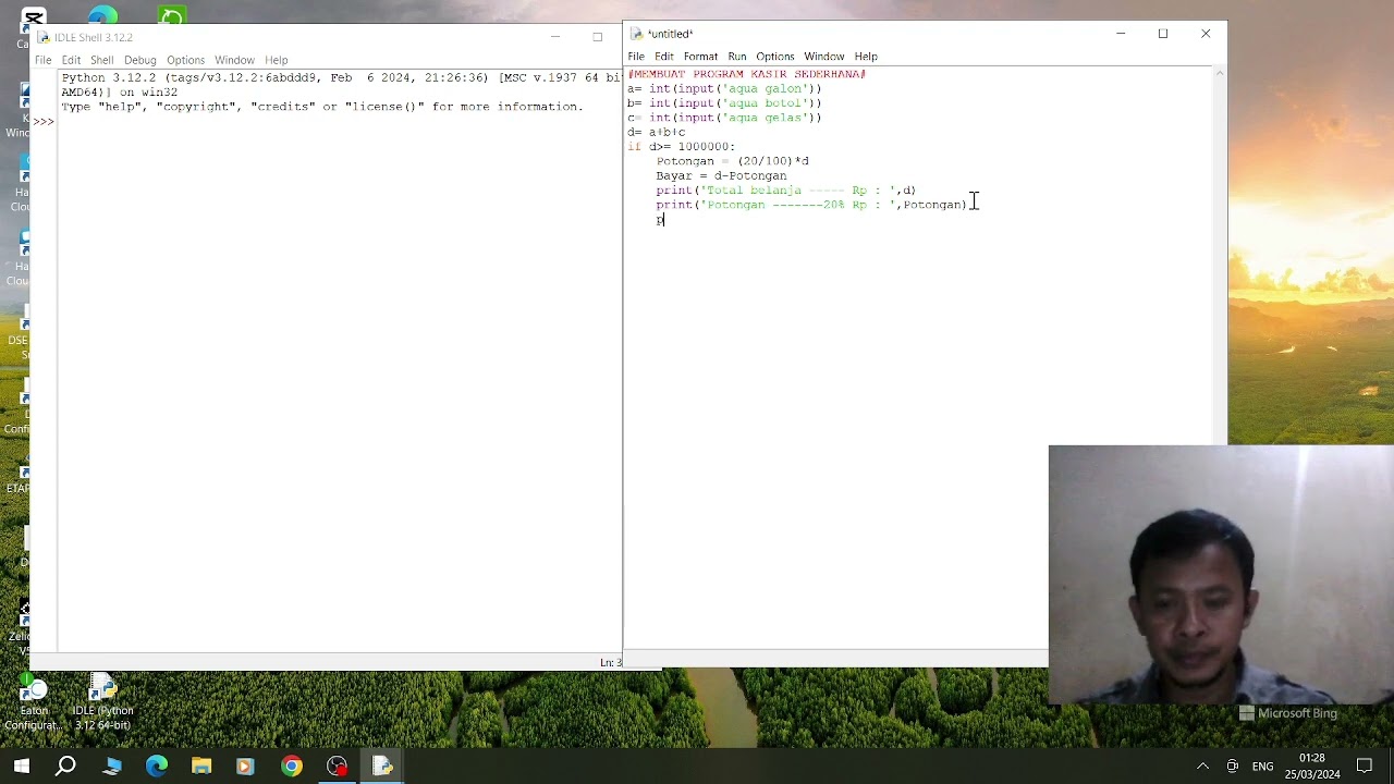 Membuat program kasir sederhana dengan if,elif,else di python