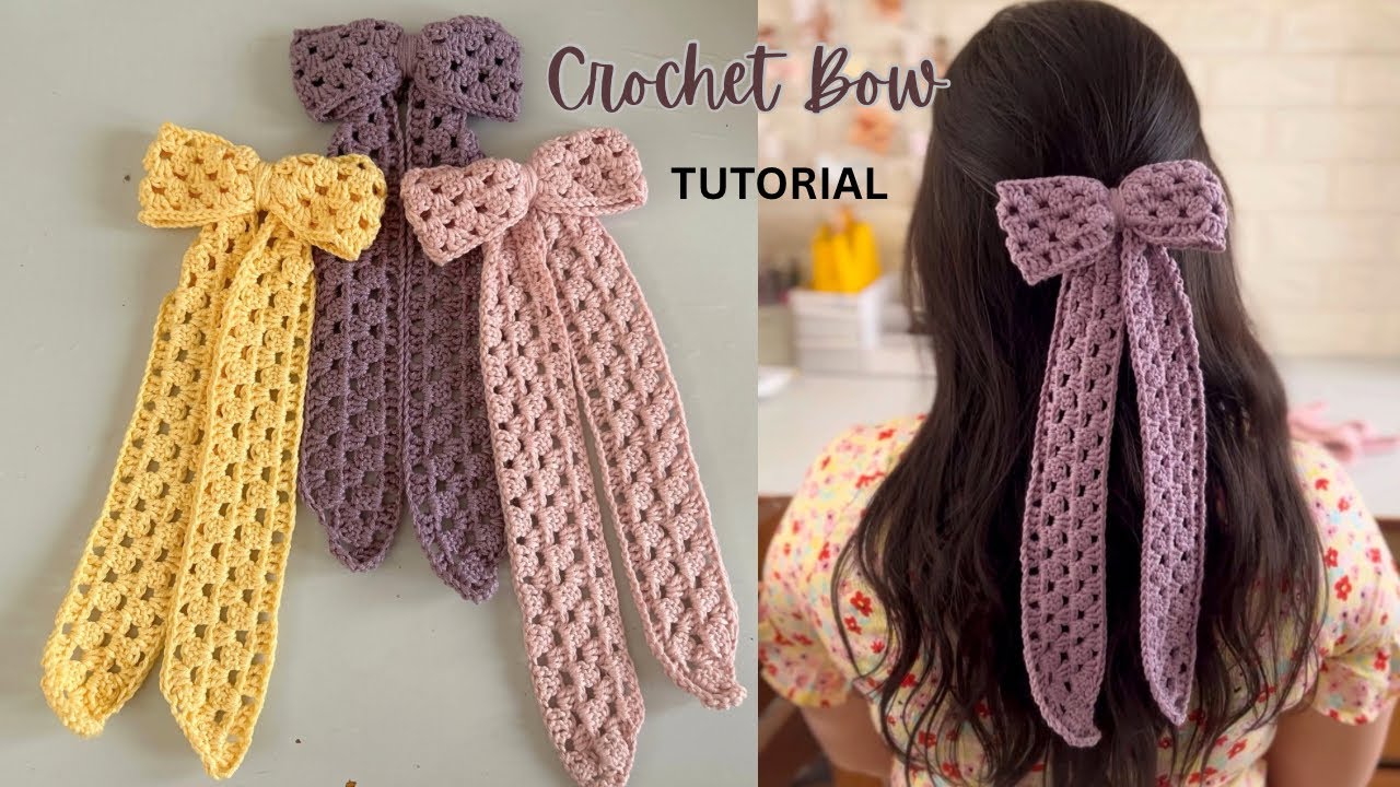 Long Tail Crochet Bow | Cute & Aesthetic Crochet Bow Tutorial 🎀