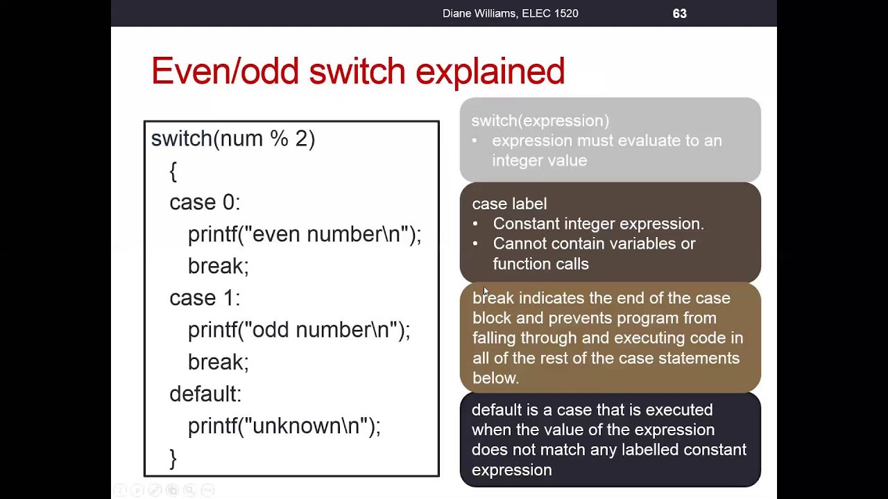 Selection Statement Lecture Notes, Part 5 - switch
