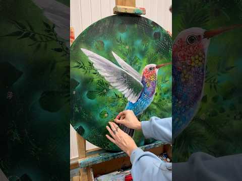 Love to make birds🥰Painting with objects! #animalartwork #animalart #femmeartiste #colorfulartwork