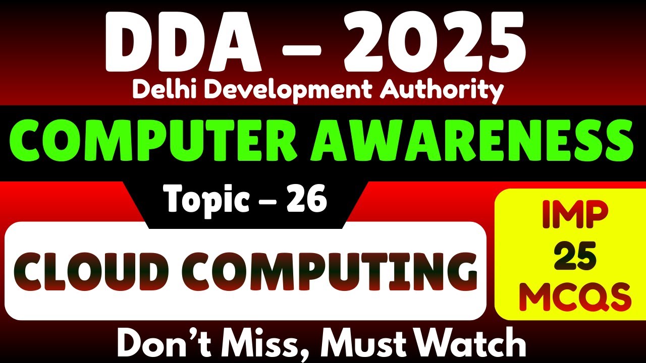 DDA 2025 Computer Awareness | Cloud Computing MCQs | DDA 2025 Computer Knowledge pdf Notes | DDA Act