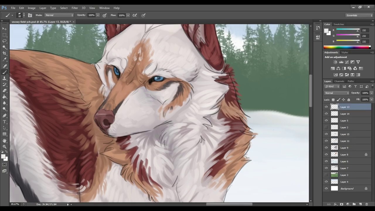 Snowy Field Wolf Speedpaint