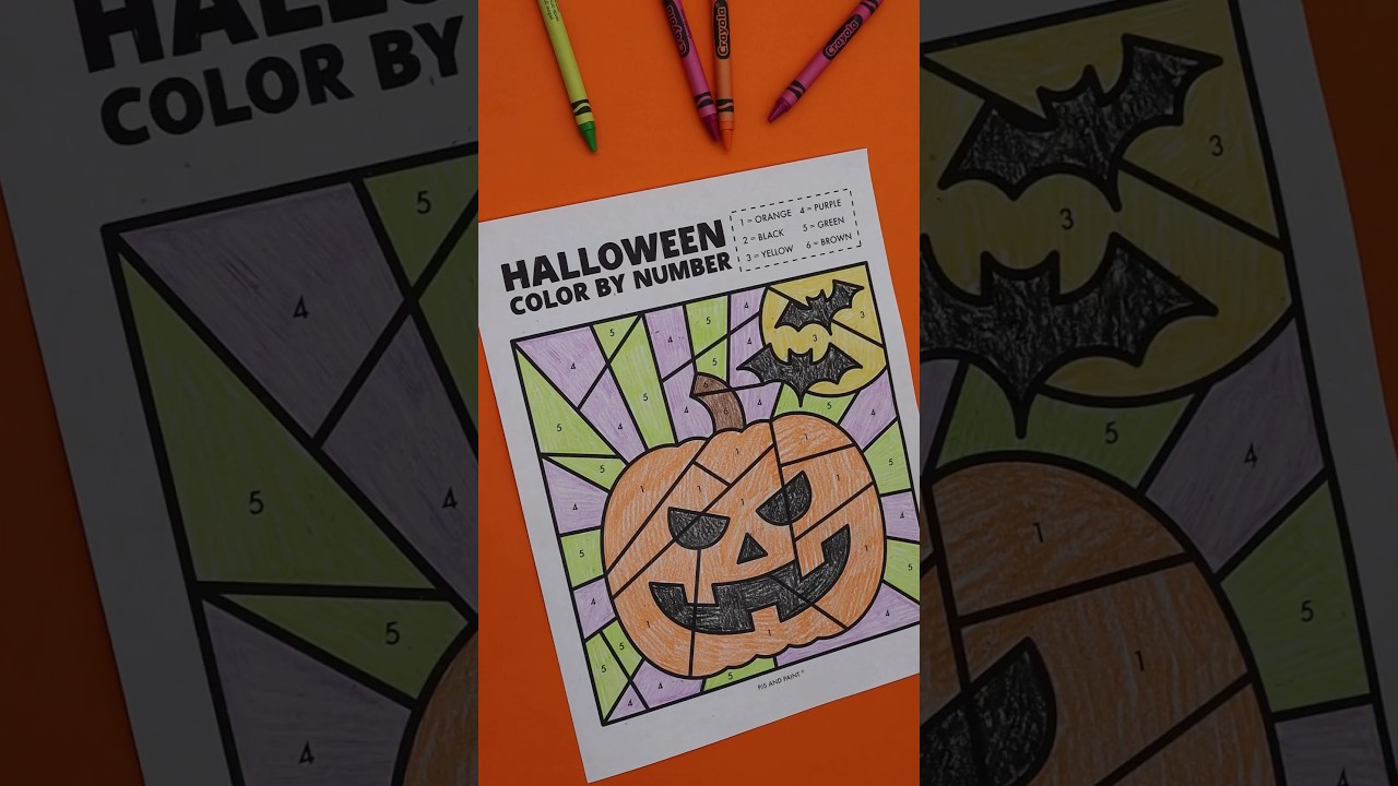 Free Halloween Printable Color by Number #shorts #halloween #coloring