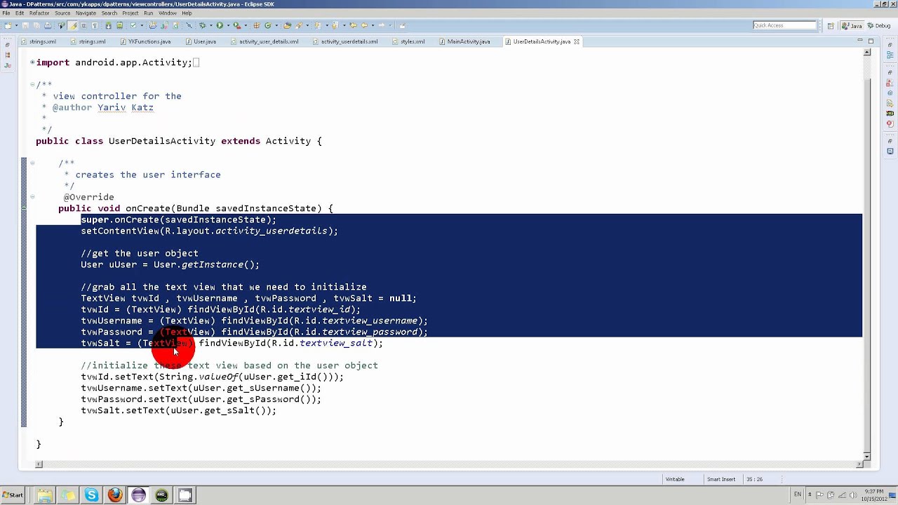 Android Programming tutorial - server communication Singleton Pattern