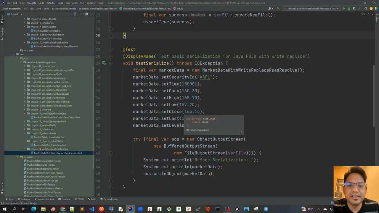 50 - Java Serialization using writeReplace() and readResolve() - Unit Tests Code Demo