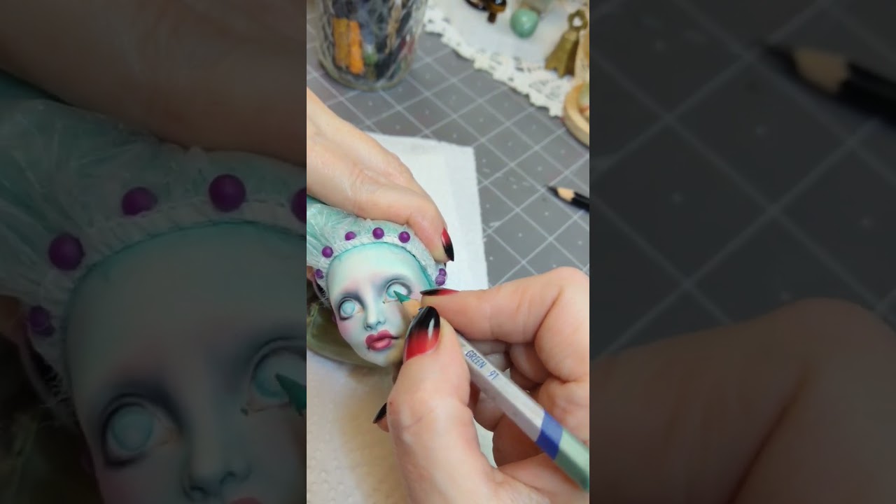 painting the eyes on a new one I'm working on. #shorts #ooak #repaint #doll #faceup