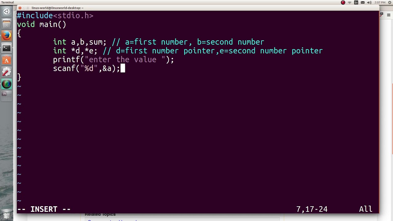 Add two numbers using pointers | C Programming | Ubuntu | Linux