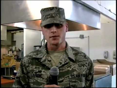 Watch Airman First Class Lavrinc a tour of the DFAC