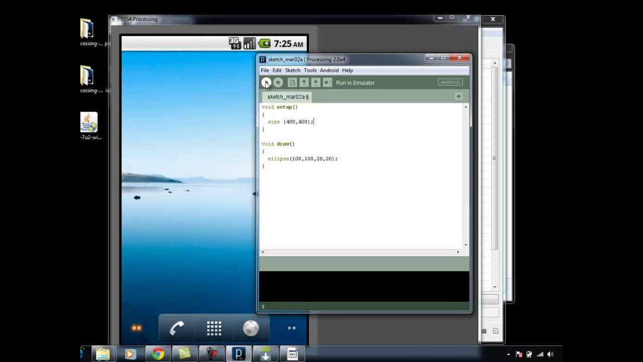 Android with Processing - Emulator Problems