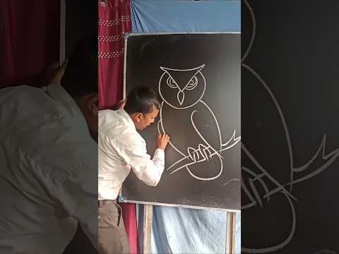 How to draw an Owl with chalk #owl#art#drawing#shorts#trending#tutorial#kids