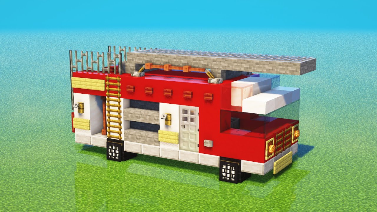 Minecraft Fire Truck Tutorial - How to Build a Fire Truck in Minecraft ...
