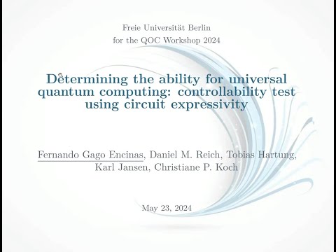 Fernando Gago Encinas - Determining the ability for universal quantum computing