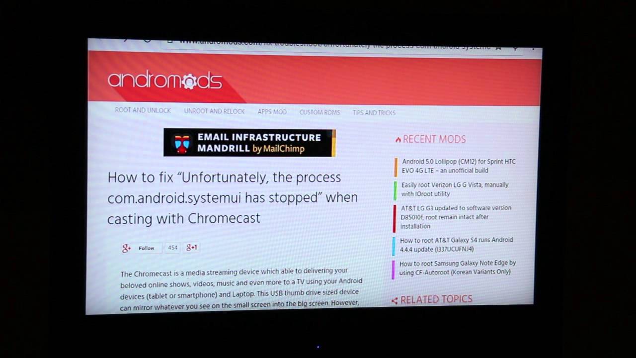 Samsung Galaxy S Tablet 10.5 crashes when used with Chromecast
