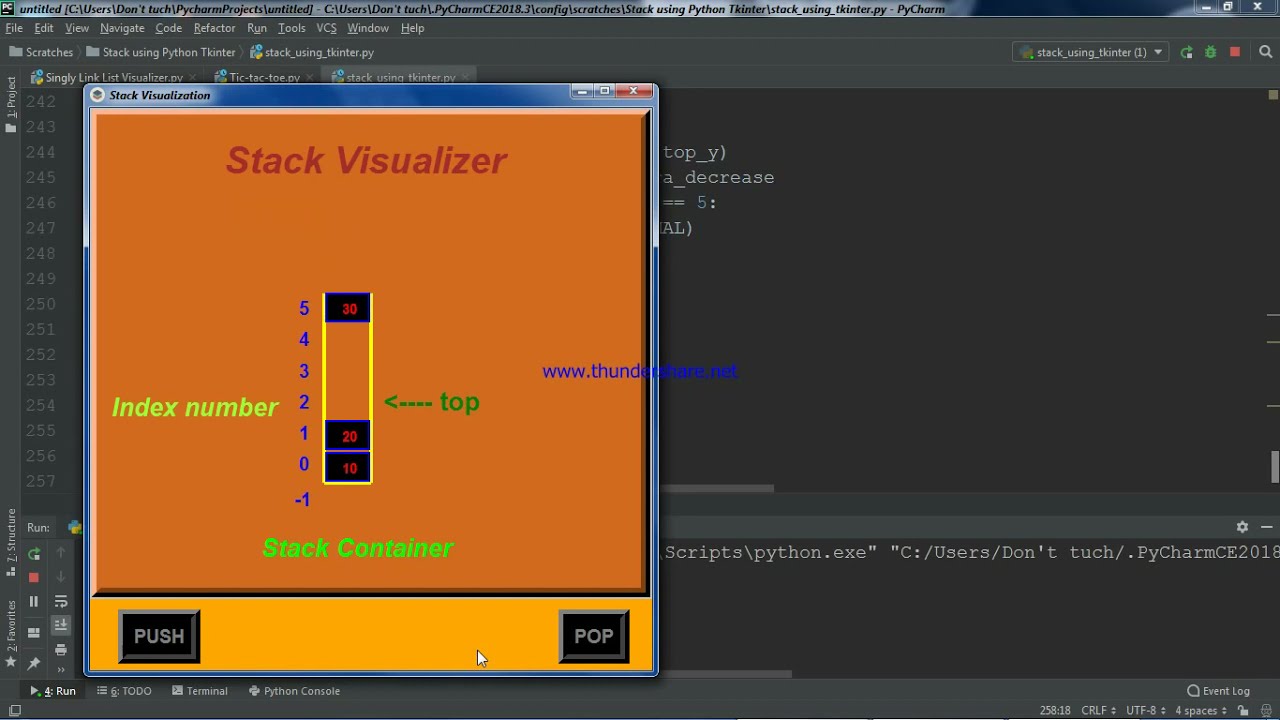 Stack Visualizer using Python by Tkinter