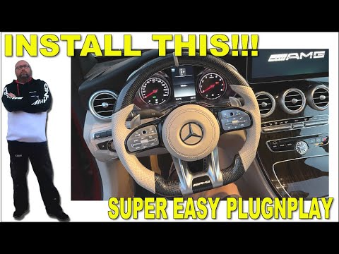 Copart Mercedes C300 convertible W205 c-class facelift steering wheel install prt4