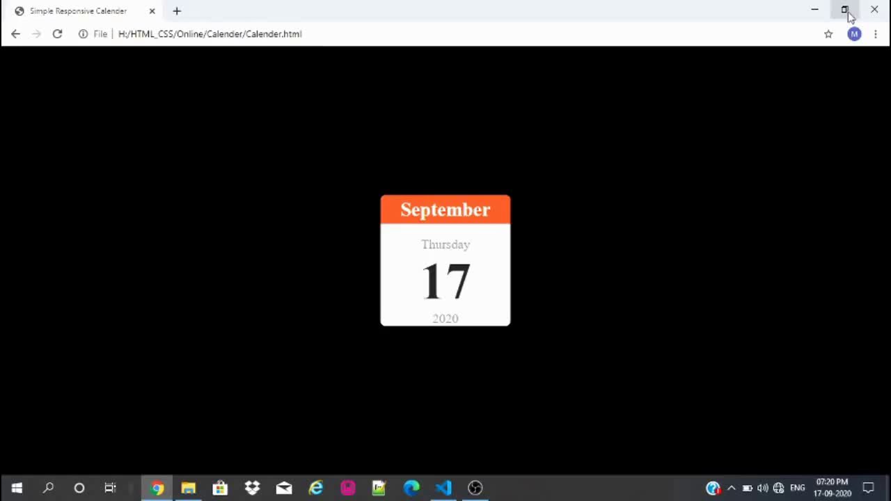 Simple Calendar Using HTML, CSS & Javascript Only | CSS effects