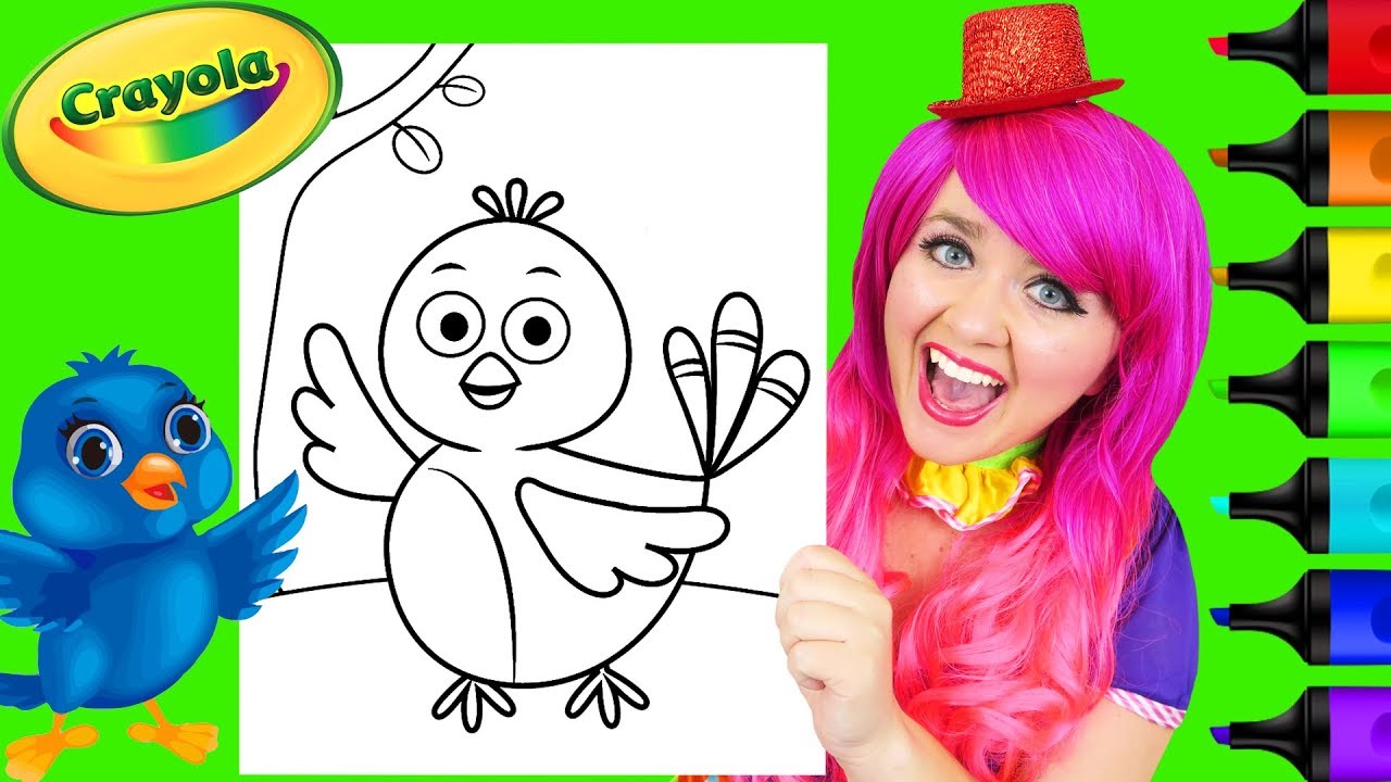 Coloring Cute Blue Bird Crayola Coloring Page Prismacolor Paint Markers | KiMMi THE CLOWN