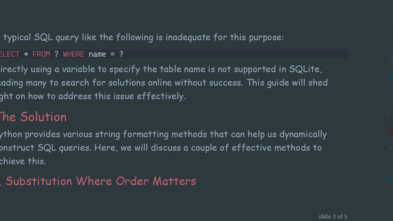 How to Dynamically Select from an SQLite Table Using Variables in Python