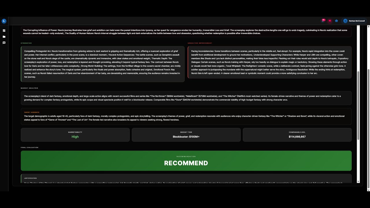 Screenplay Analysis—now live in Luminara