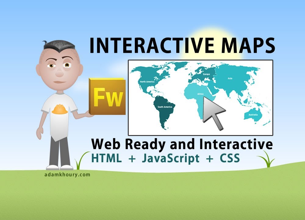 Interactive World Map Tutorial HTML JavaScript PHP Fireworks Continent Country
