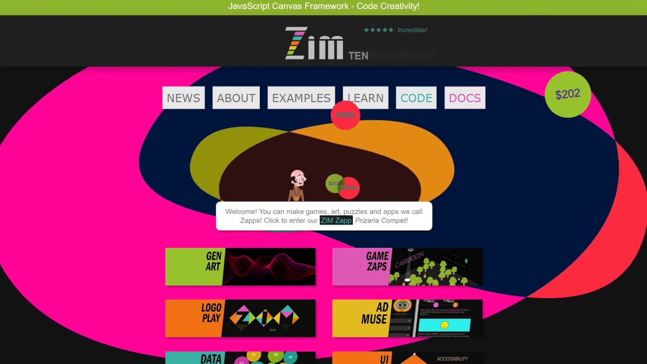 ZIM - Creative Coding Framework for JavaScript Canvas