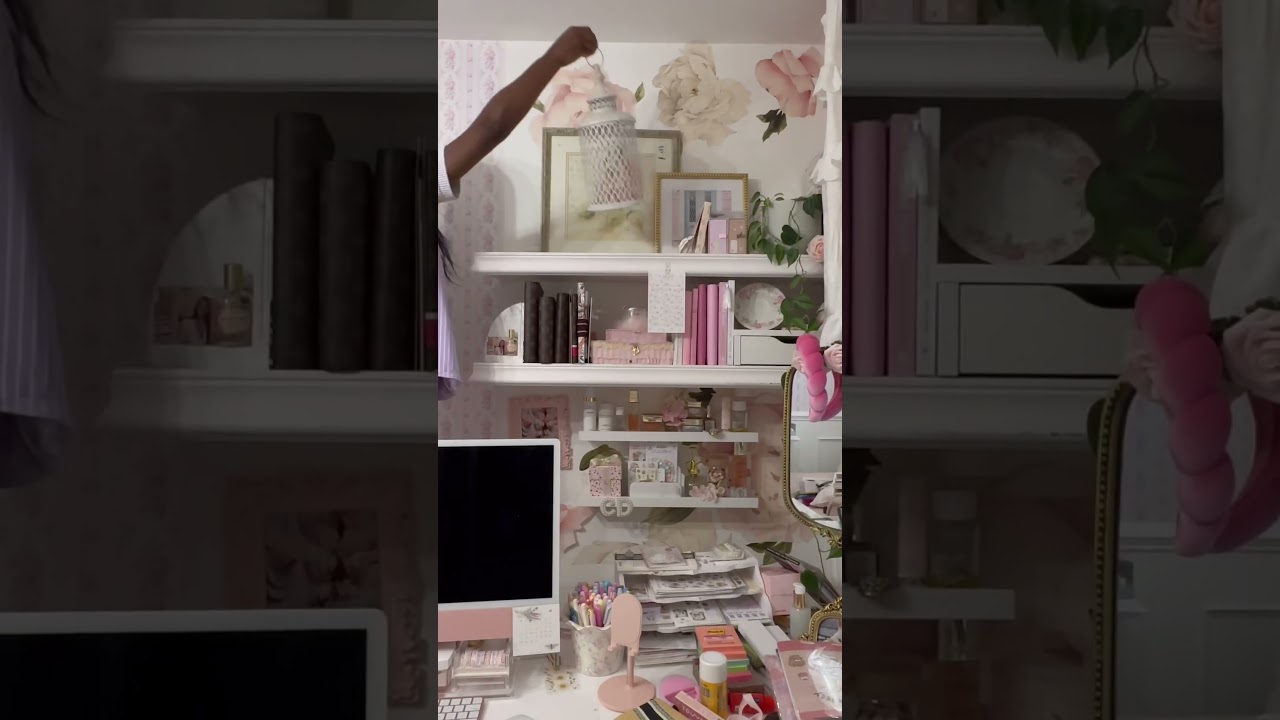 Installing wallpaper in my mom cave / office. Wallpaper is from Wayfair and the brand is loveshack