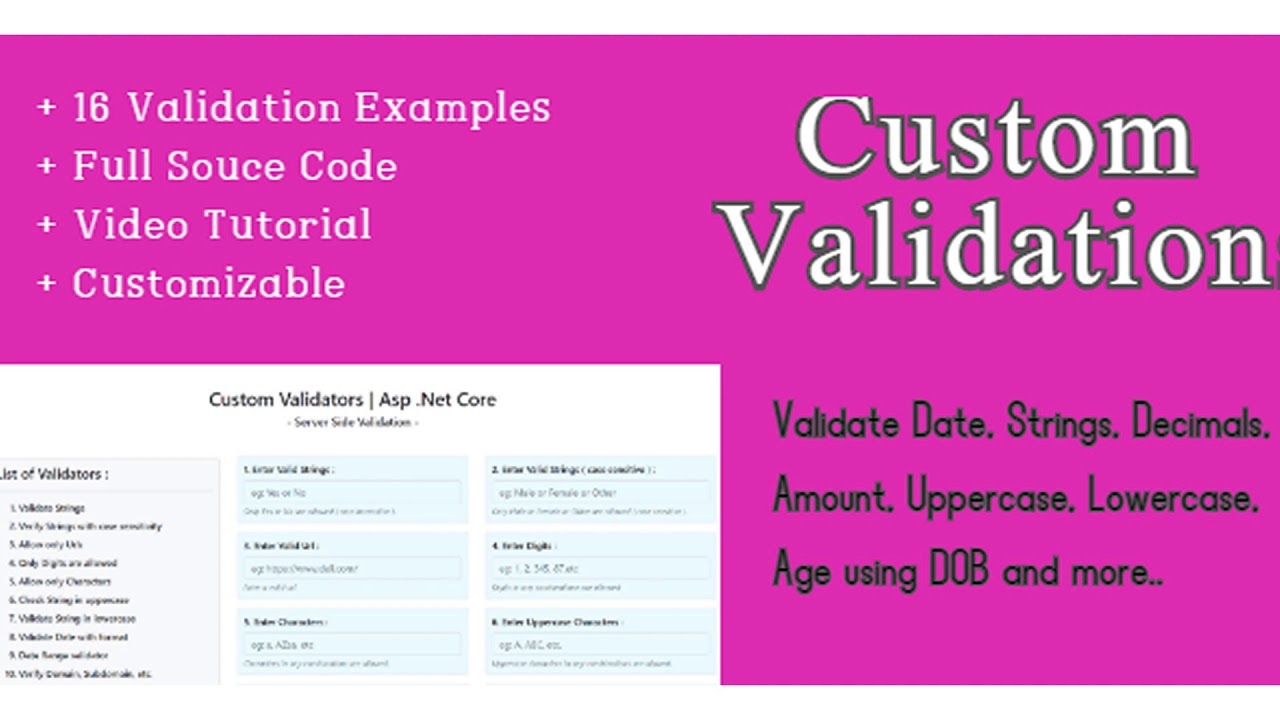 Custom Validation With Source Code | Asp Core | Codecanyon Scripts and Snippets