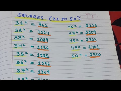 SQUARES - 31 TO 50