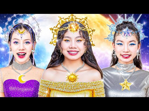Rich Moon Vs Poor Sun Vs Giga Rich Star Girl Makeup Contest!